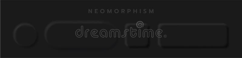 Black Button Neumorphism Design Elements Vector Set. Stock Vector - Illustration of elegant ...