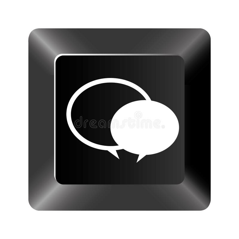Black Button Round Chat Bubbles Icon Stock Illustration - Illustration ...