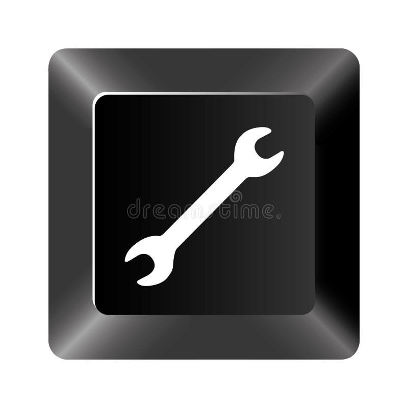 Black button spanner icon stock illustration. Illustration of graphic ...