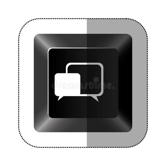 Black Button Square Bubble Icon Stock Illustration - Illustration of ...