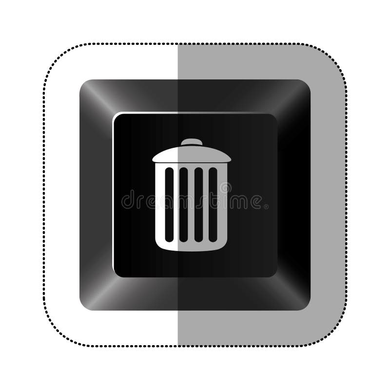 Black Button Trash Can Icon Stock Illustration - Illustration of ...
