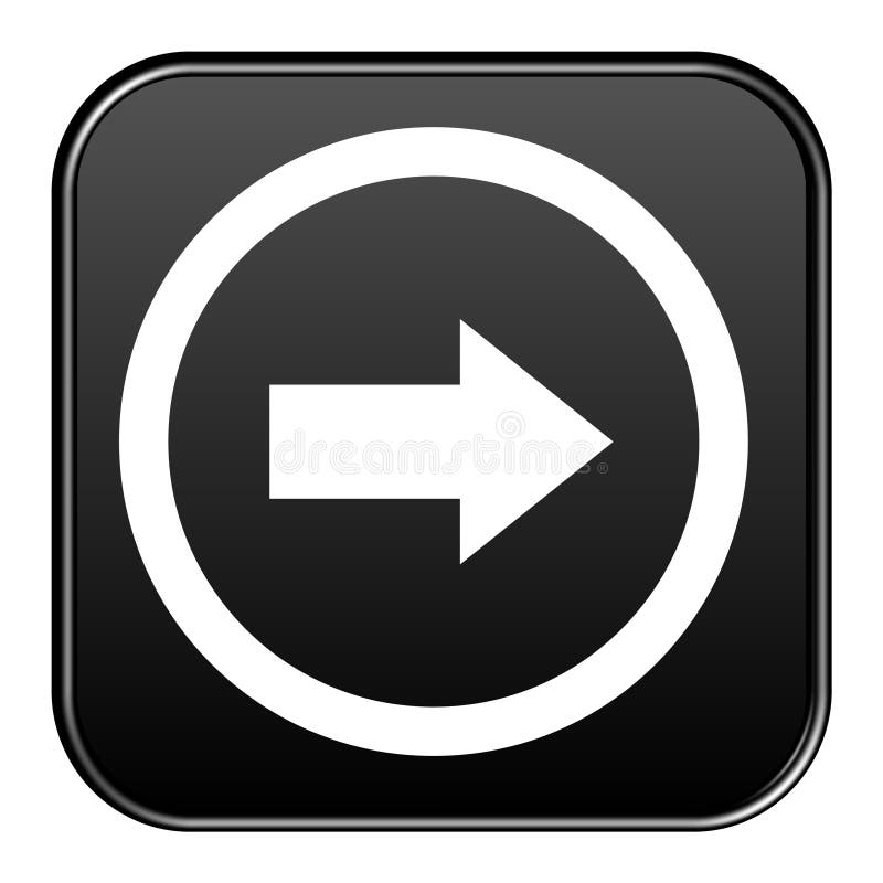 Black Button and White Icon: Arrow Showing Right Stock Illustration ...