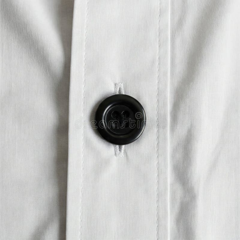 Black Button on White Shirt Close-up. Stock Photo - Image of white ...