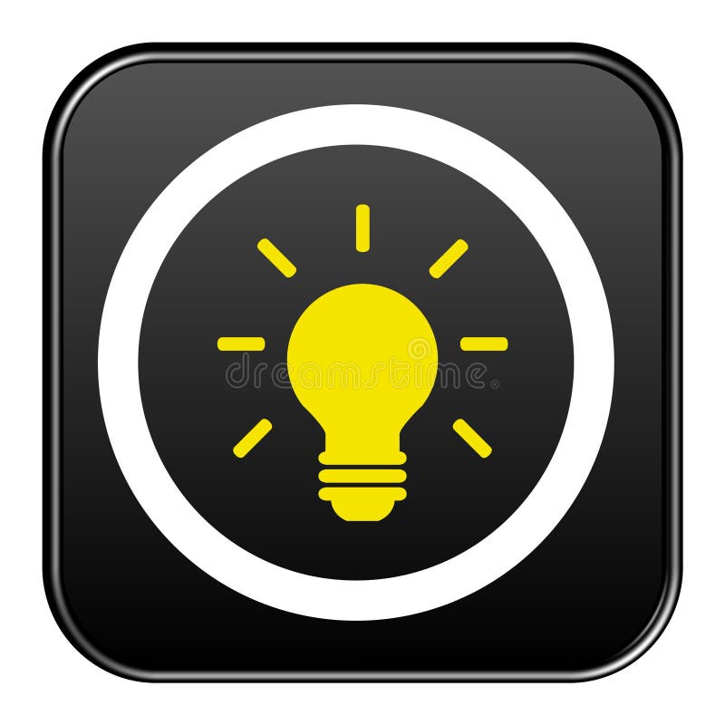 Black Button and White Yellow Icon: Light Bulb Stock Illustration ...