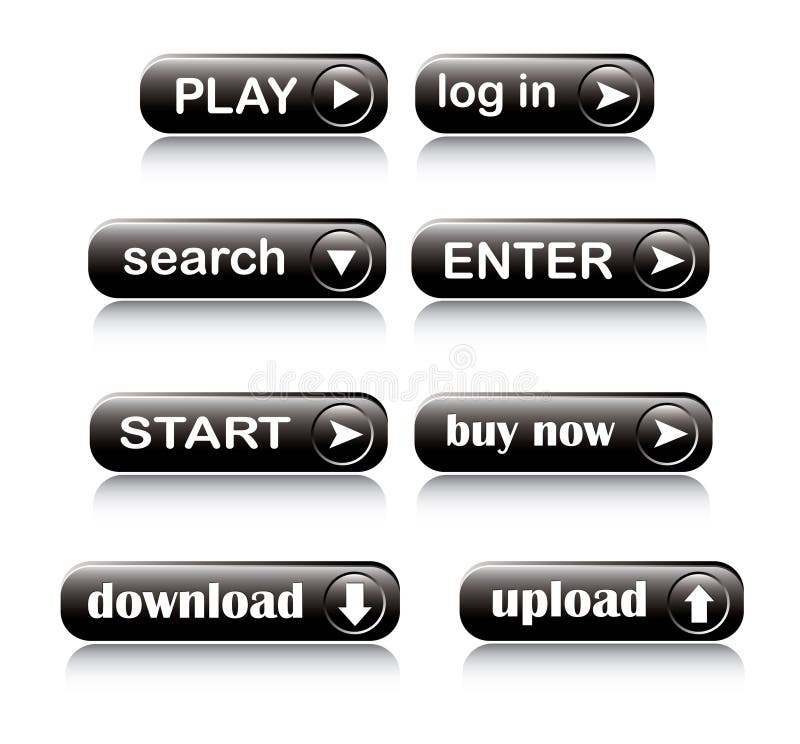 Black buttons stock vector. Illustration of upload, download - 17296088