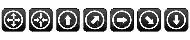 Black Buttons with Arrows Showing in Different Directions Stock ...