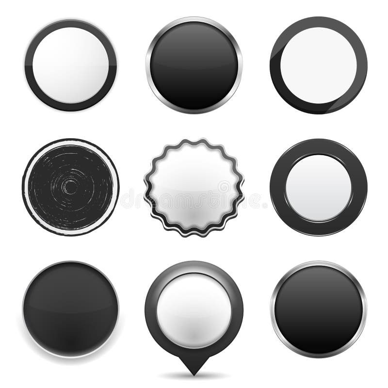 Flat Buttons Set stock vector. Illustration of black - 35859925