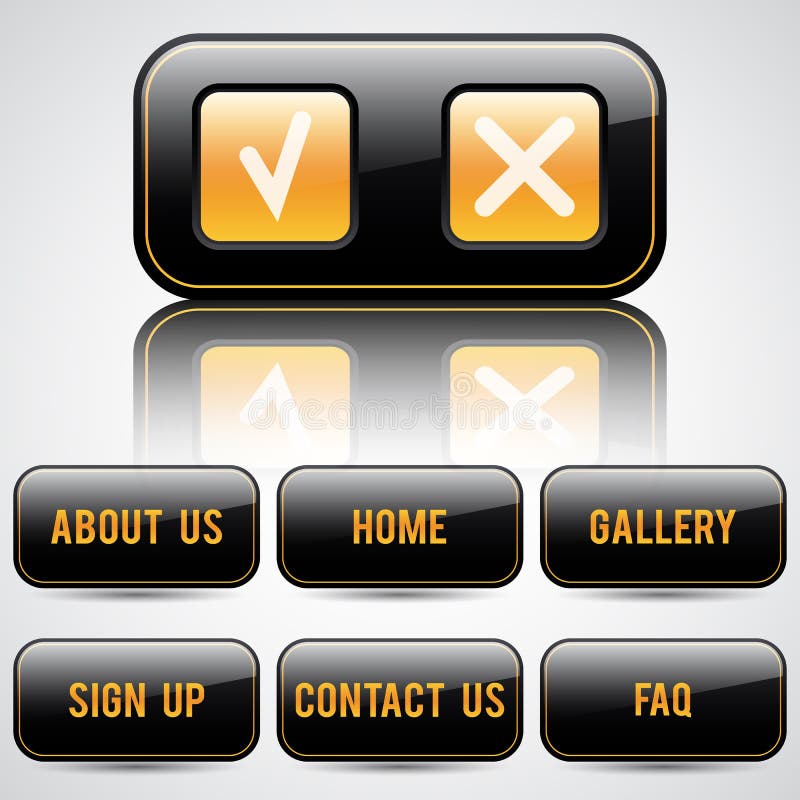 Black buttons set stock vector. Illustration of click - 31673730