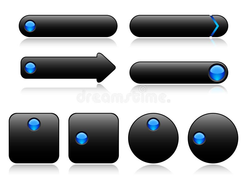 Black buttons for web stock vector. Illustration of computer - 14492050