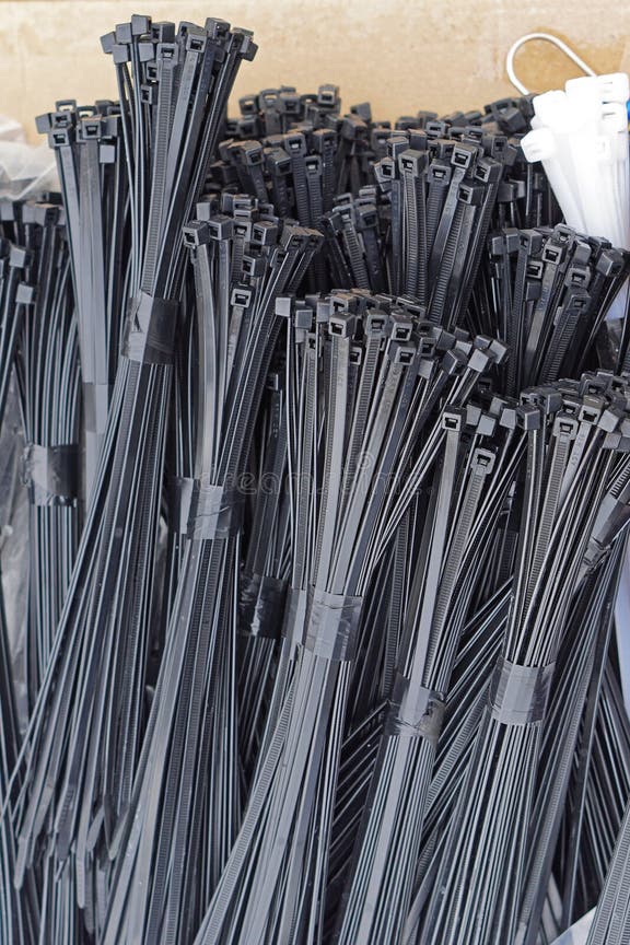 Black cable ties bundles stock image. Image of plastic - 201208629