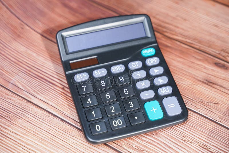Black Calculator for Calculate at Work Stock Image - Image of number ...