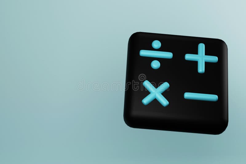 Black Calculator Icon with Math Signs. 3d Render Stock Illustration ...
