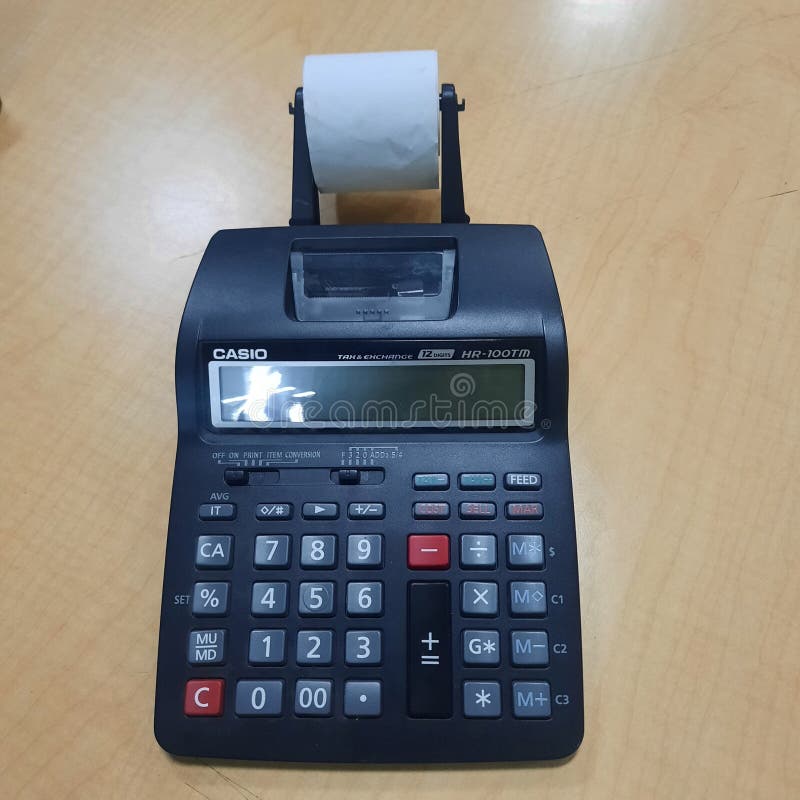 Black Calculator on the Table Editorial Stock Photo - Image of hand ...