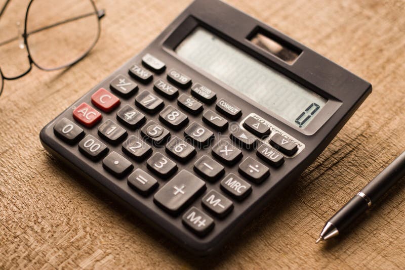 Black Calculator on Texture Background Stock Image. Stock Image - Image ...