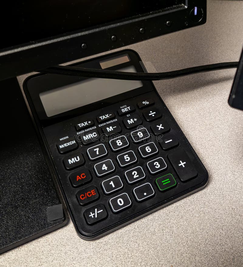 Black calculator stock photo. Image of machine, monitor - 283372952