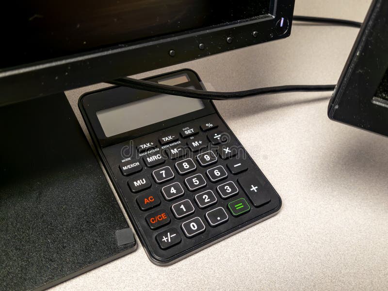 Black calculator stock image. Image of machine, working - 283372953