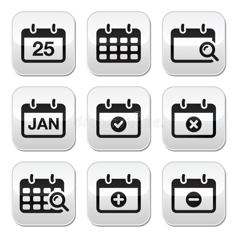 Calendar date buttons set stock illustration. Illustration of booking ...