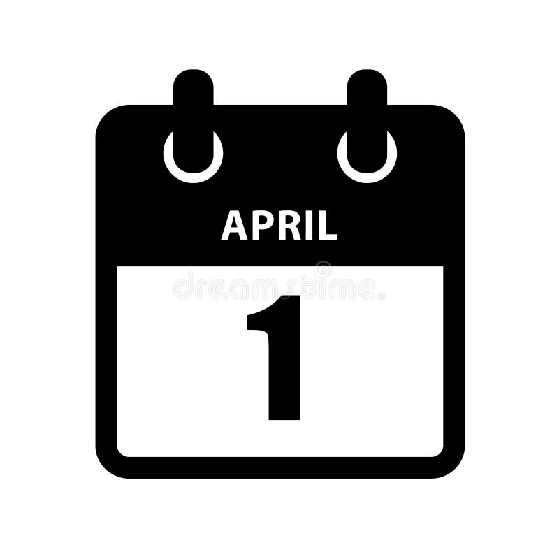 Black Calendar Icon 1st April Stock Vector - Illustration of celebrate ...