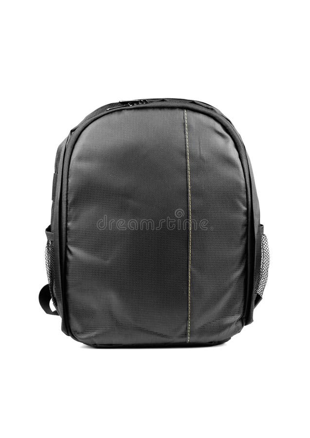 Black Camera Backpack Isolated on White Background Stock Photo - Image ...