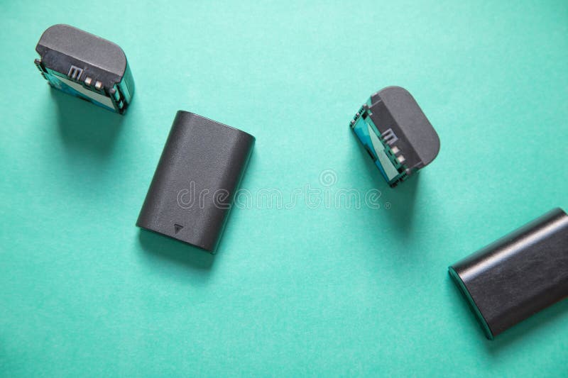Black Camera Batteries. Technology Concept Stock Photo - Image of ...