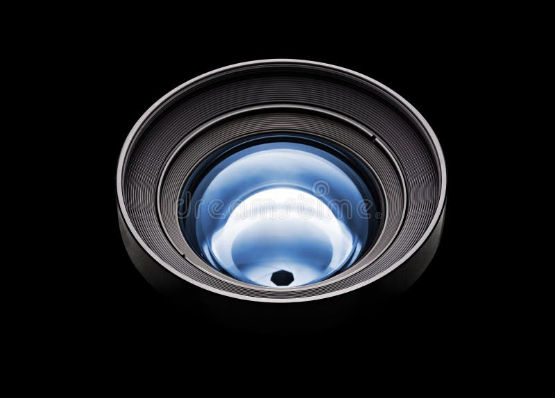 Black Camera with Blue Lens Stock Image - Image of blue, glass: 82658975