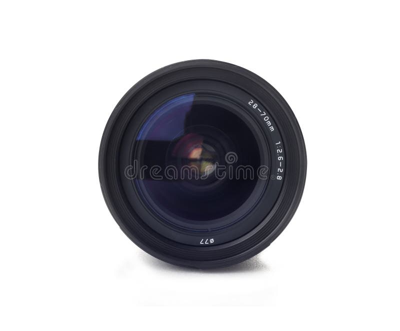 Black Camera Lens Isolated on White Stock Photo - Image of focal ...