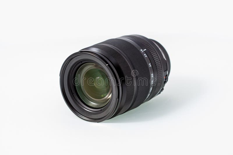 Black Camera Lens Isolated on White Background, Zoom Lens Stock Image ...