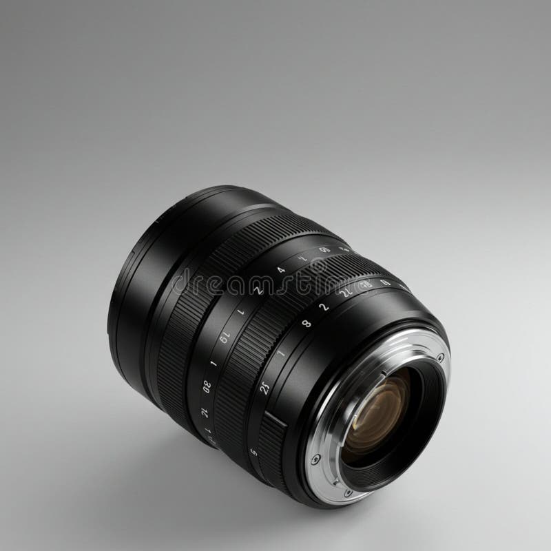 Black Camera Lens with a Sleek, Cylindrical Design Featuring a Metal ...
