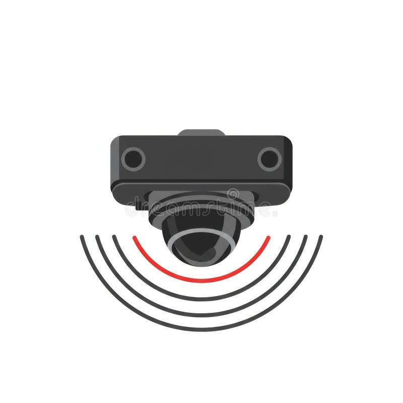 Black Camera Sensor with Red Waves on White Background Stock ...
