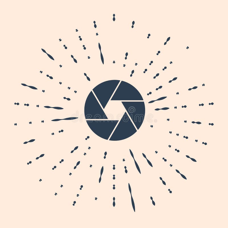 Black Camera Shutter Icon Isolated on Beige Background. Abstract Circle ...