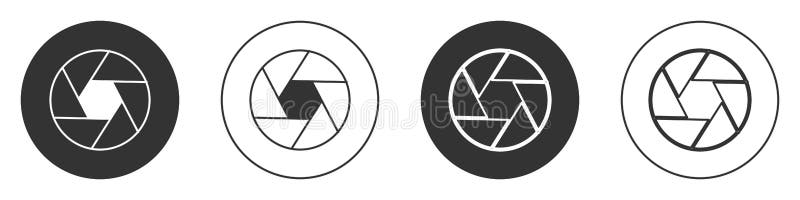 Black Camera Shutter Icon Isolated on White Background. Circle Button ...