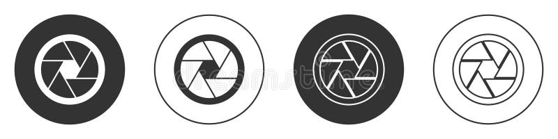 Black Camera Shutter Icon Isolated on White Background. Circle Button ...