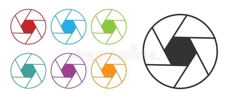 Black Camera Shutter Icon Isolated on White Background. Set Icons ... Black Camera Shutter Icon Isolated on White Background. Set Icons ...