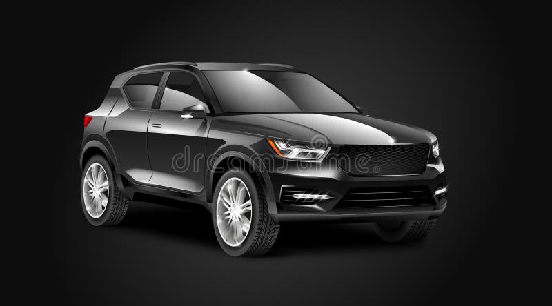 Black Generic SUV Car with Glossy Surface on White Background with ...