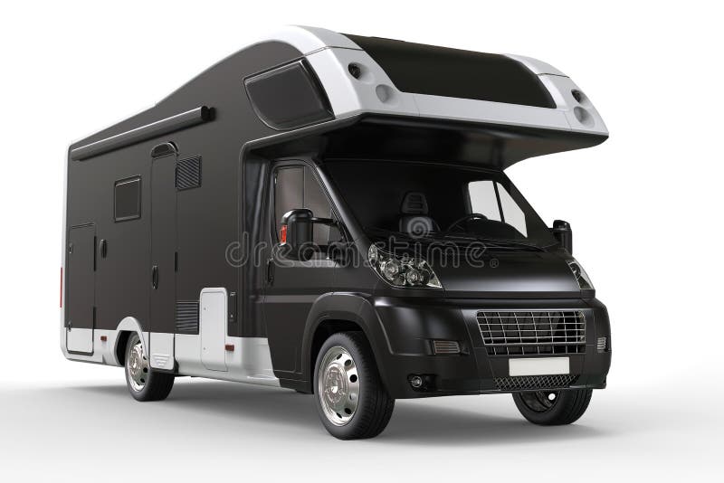 Black Camper Van - Front View Closeup Shot Stock Illustration ...