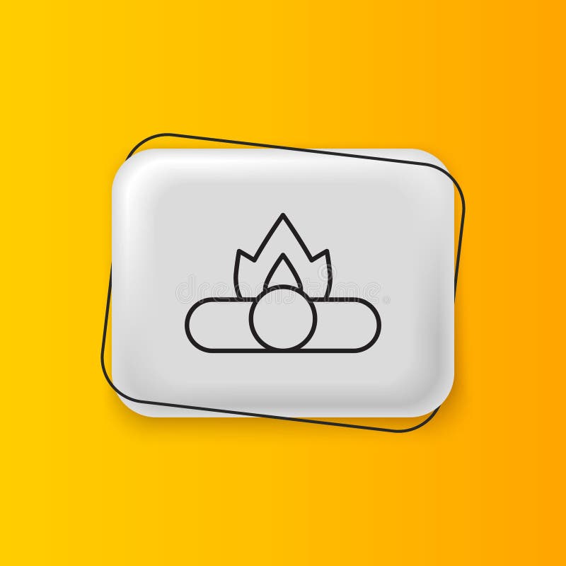 Black Campfire Icon Isolated on Yellow Background. Burning Bonfire with ...