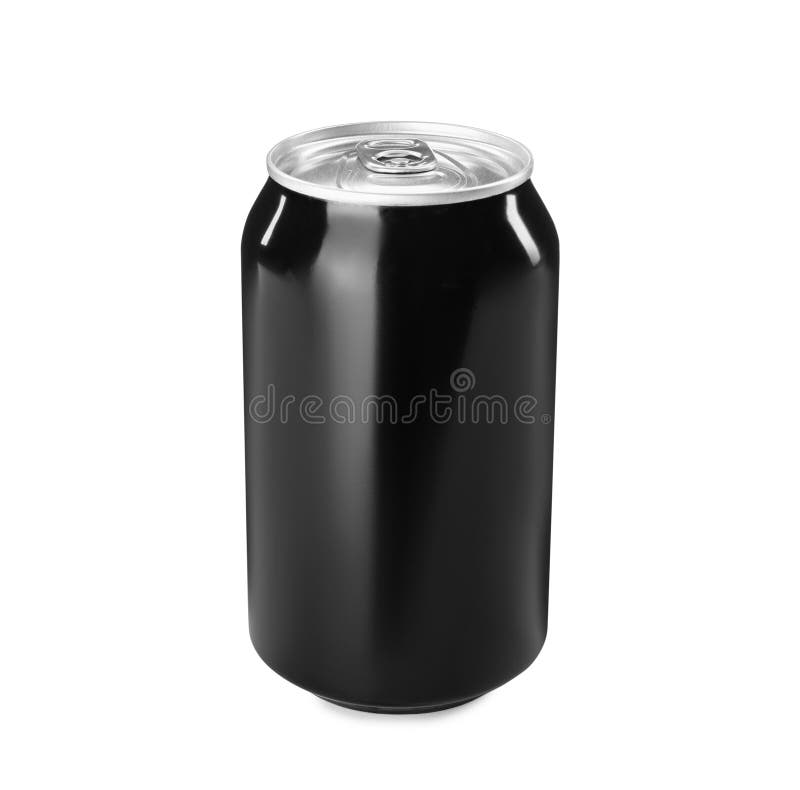 Black Can of Energy Drink Isolated on White Stock Photo - Image of ...