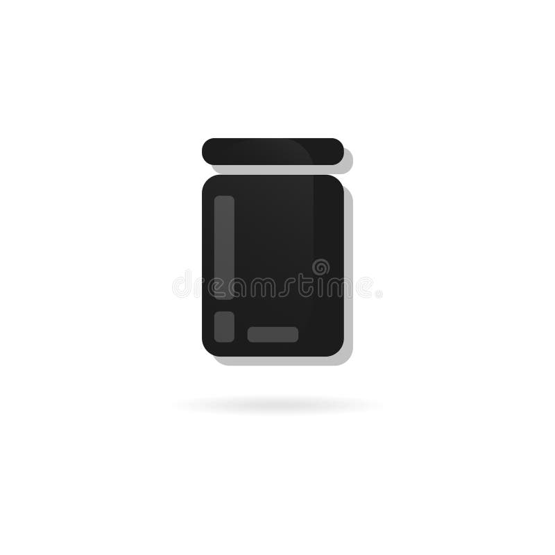 Black Can Vector. Glass Simple Jar Icon. Stylish Black Container. Glass ...