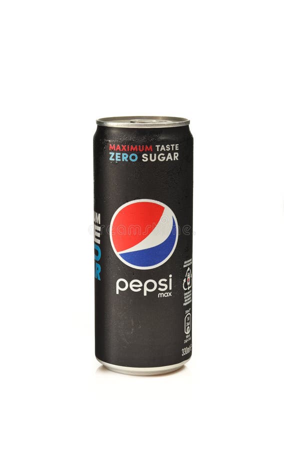 Black Can of Zero Sugar Pepsi Max Isolated on White Background ...