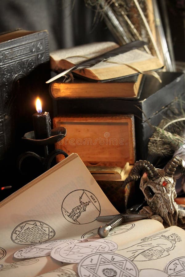 Black candle Magic Ritual stock image. Image of bird - 81036339