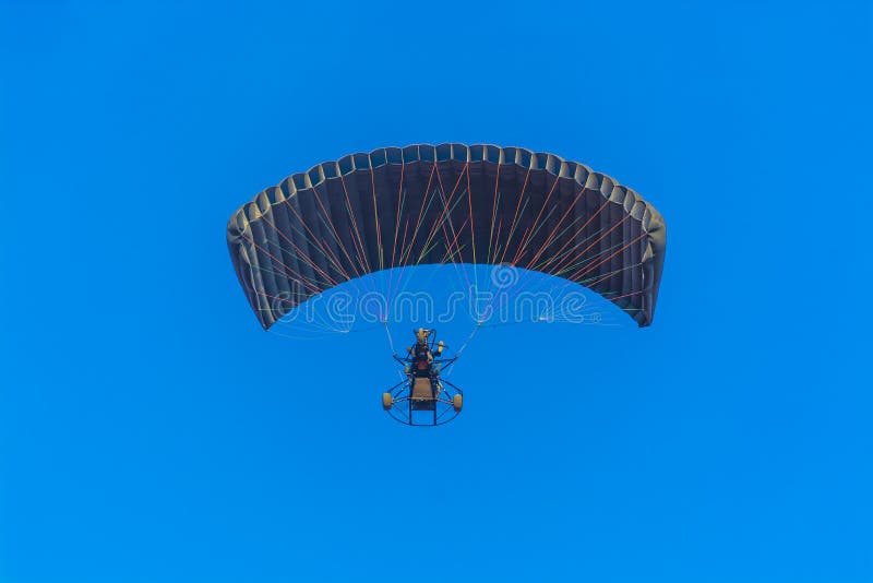 Black Canopy Powered Tandem Para Glider Stock Photo - Image of extreme ...