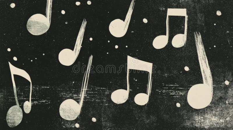 Abstract Musical Notes on Dark Canvas with Texture Stock Illustration ...
