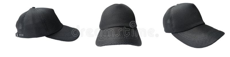 Black Cap on Black Background, Black Baseball Caps Mockup on a White ...