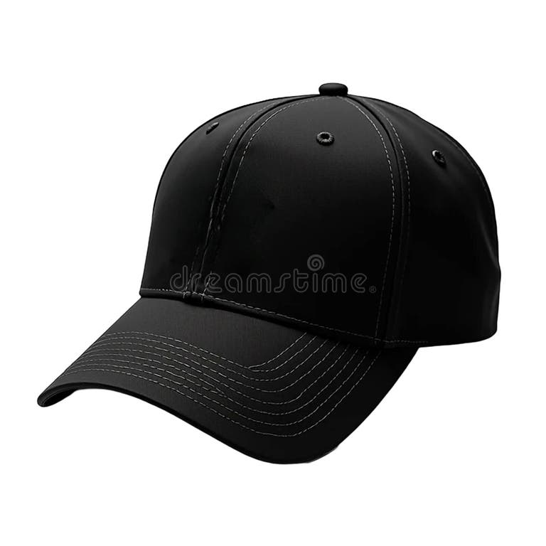 A Black Cap Design Portrayed from a Front and Slightly Tilted Side View ...