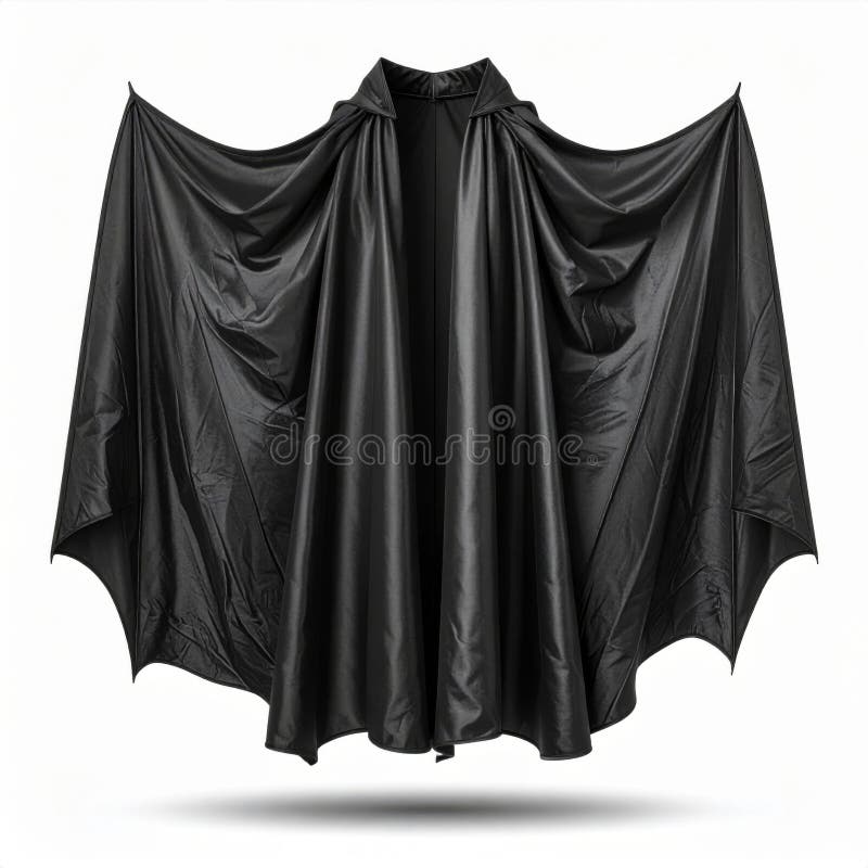 Black Cape with Bat-like Wings on White Background Stock Illustration ...