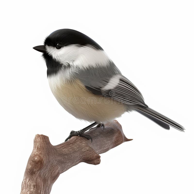 Black-capped Chickadee, Parus Major, Single Bird on Branch, 3D ...