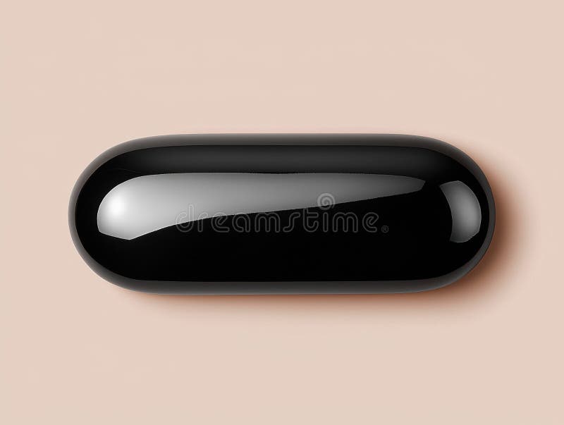 Black Capsule-shaped Object on a Beige Background Stock Illustration ...