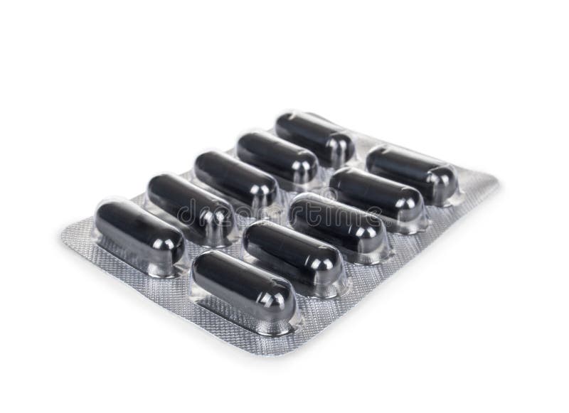 Black Capsules in the Package Stock Photo - Image of care, blister ...