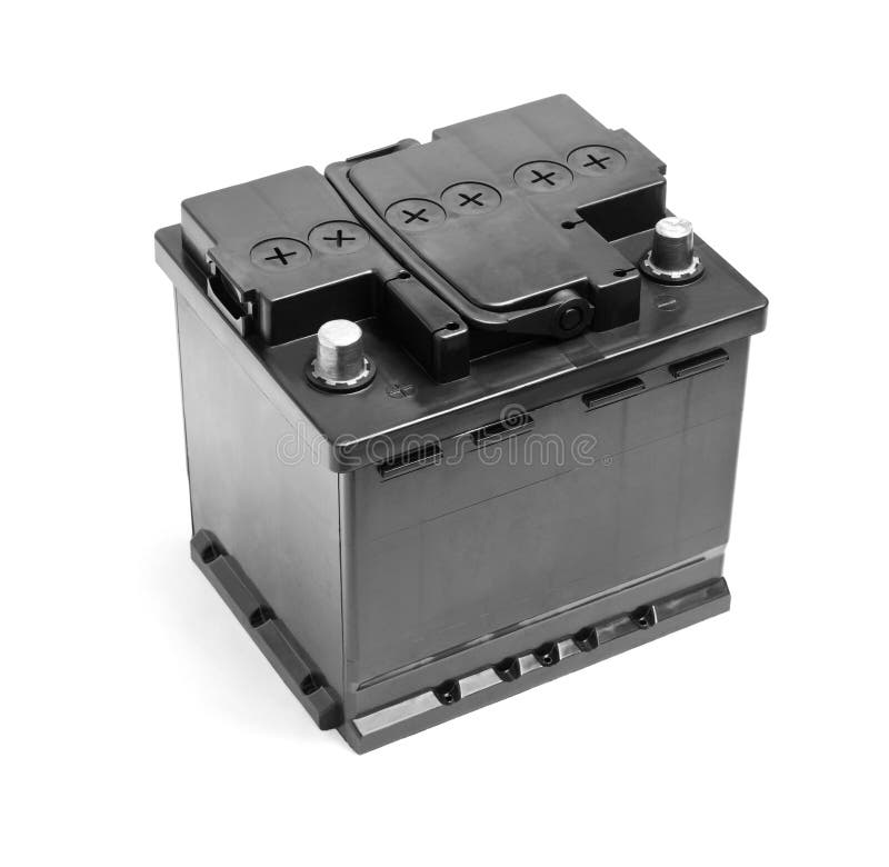 Black Car Battery Isolated on a White Background. Stock Photo - Image ...