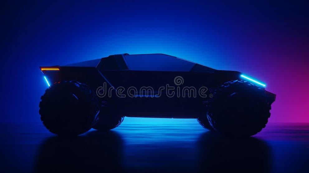 A Black Car with Blue Lights on it Stock Illustration - Illustration of ...